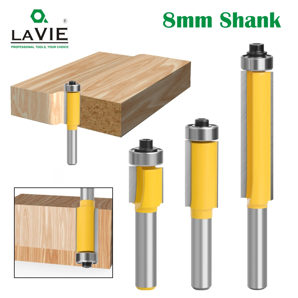 LAVIE-8mm-Shank-Long-Blade-Flush-Trim-Router-Bit-With-Bearing-For-Wood ...
