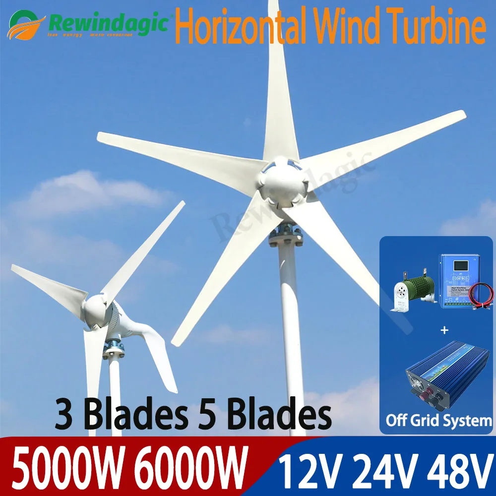 Low-Noise-High-RPM-3Blades-5Blades-Horizontal-Wind-Turbine-Electric ...