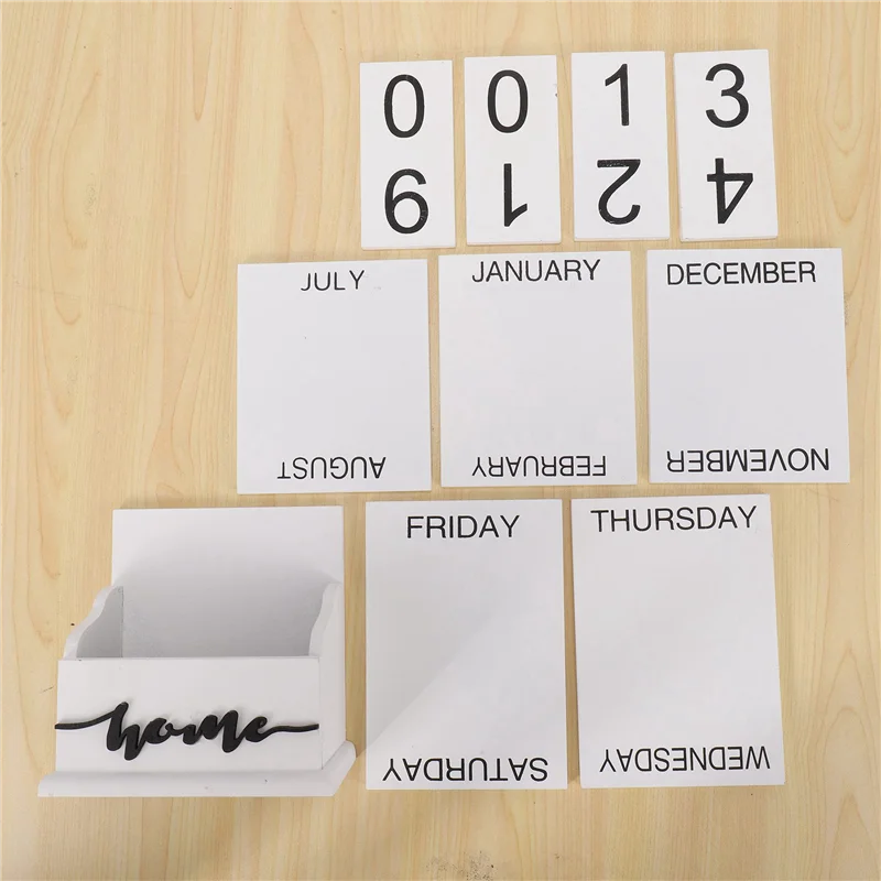 QWE-2X Wooden Clamshell Desk Block Calendar Permanent Wooden Desk ...