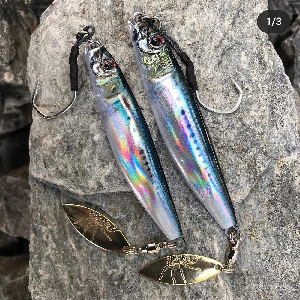 1PC Metal Jig 3D Printing Bass Fish Bait Tackle Trout Shore Drag Cast Jigs 7.5cm 40g Tuna ...