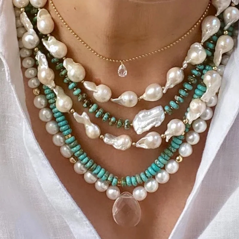 Classic Design Natural Baroque Pearl Necklace For Women Ladies Fashion ...