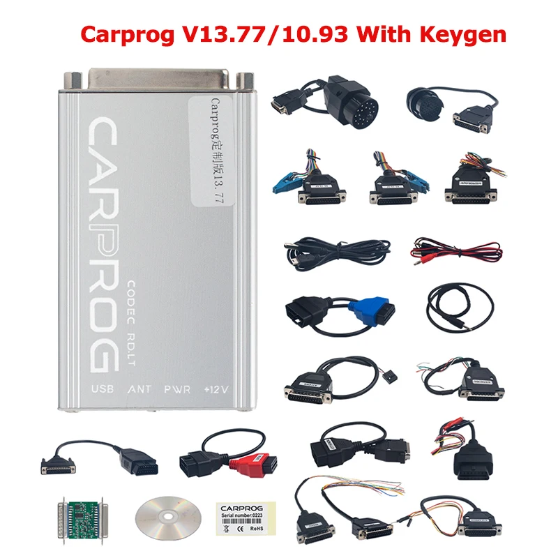 2022 Newest Carprog 13.77 With Keygen Full Adapters Auto Scanner Car Prog V8.21/V10.93 For ...