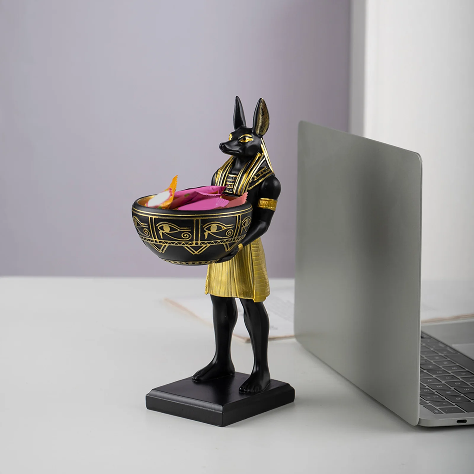 25cm Anubis God Statue Resin Egyptian God Figurine with Bowl for Keys ...