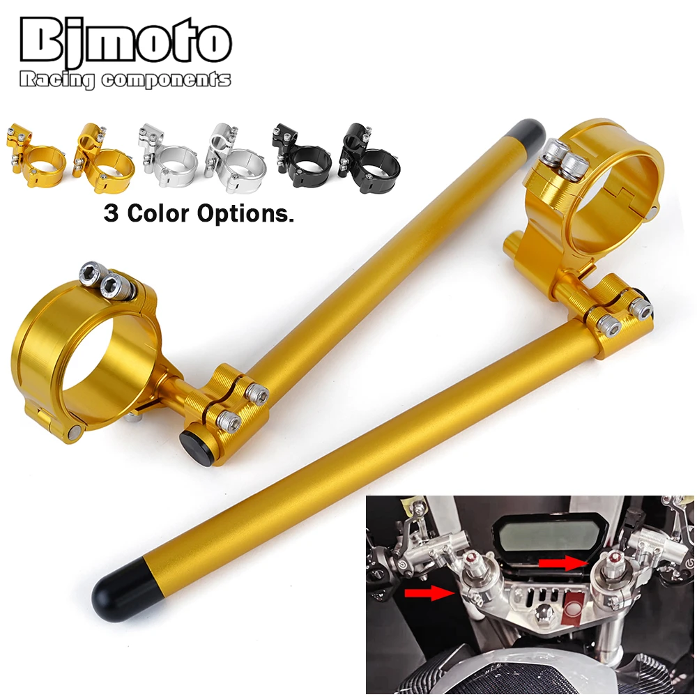 Motorrad-37mm-45mm-51mm-52mm-58mm-Renn-Riser-erh-ht-h-heren-Clipon-Clip ...