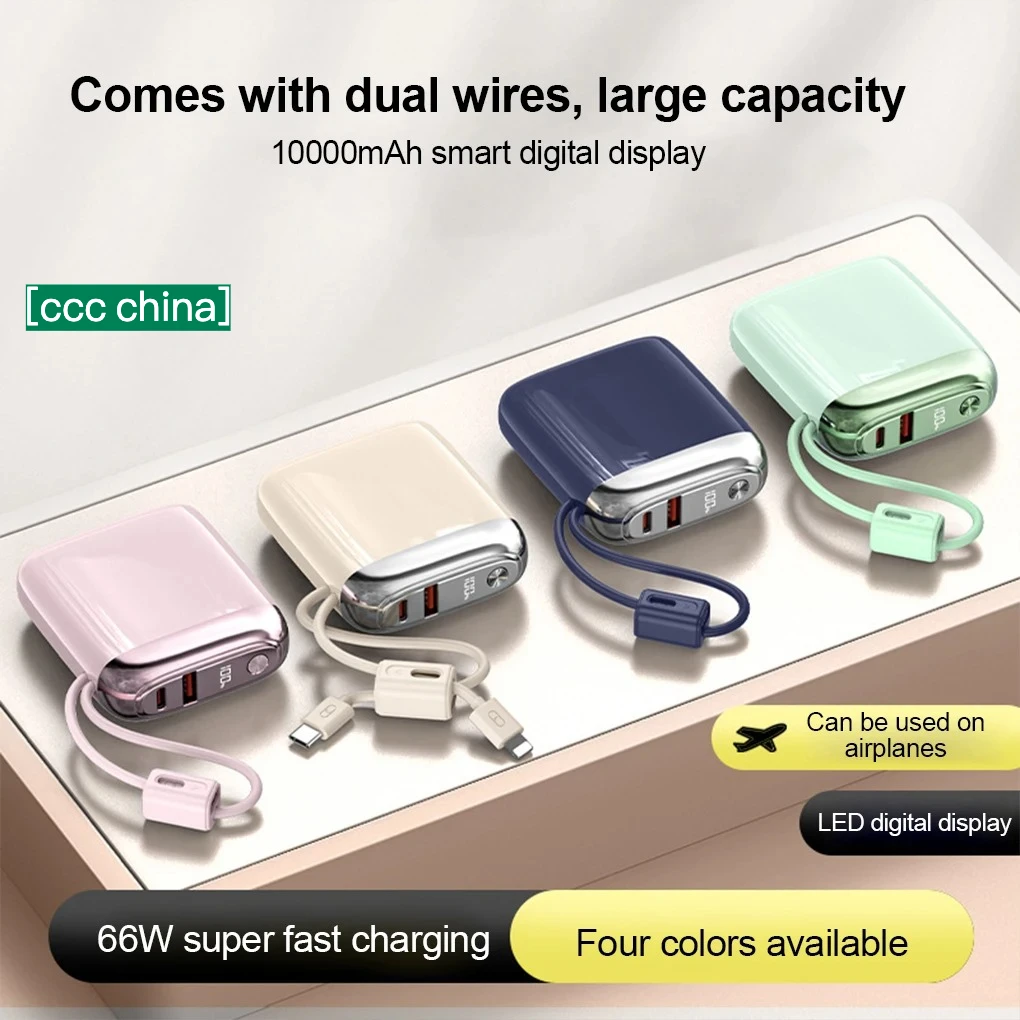 CCC 20000mAh Mini Power Bank 66W Super Fast Charging Built-in USB-C ...