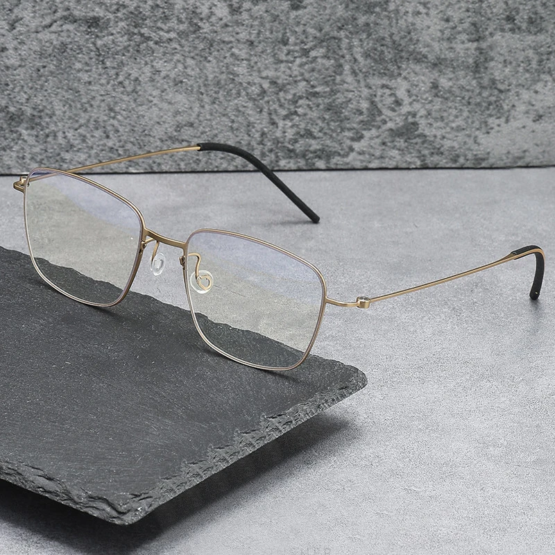 Pure Titanium Screwless Optical Glasses Frame Men Business Square ...
