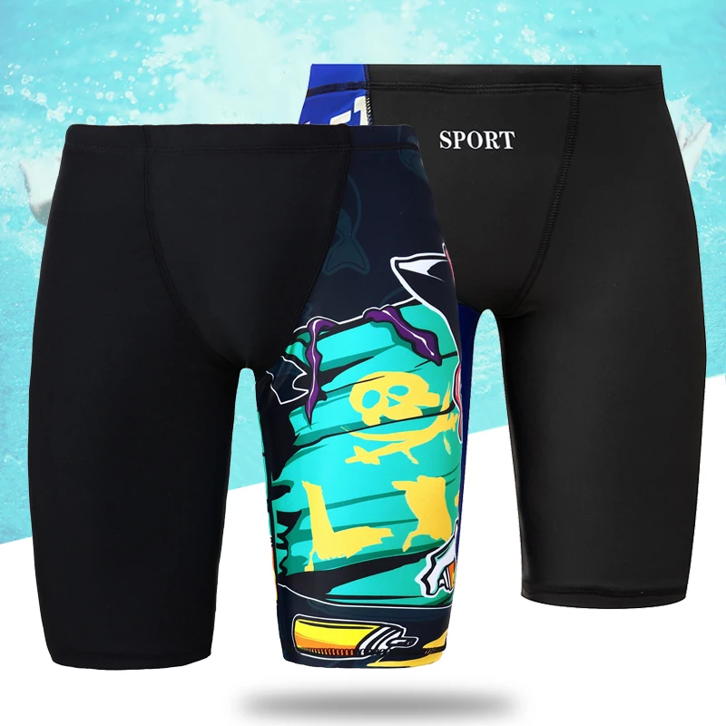 140-180cm-Mens-Swimsuit-Jammers-Teenagers-Training-Swimsuit-Racing ...