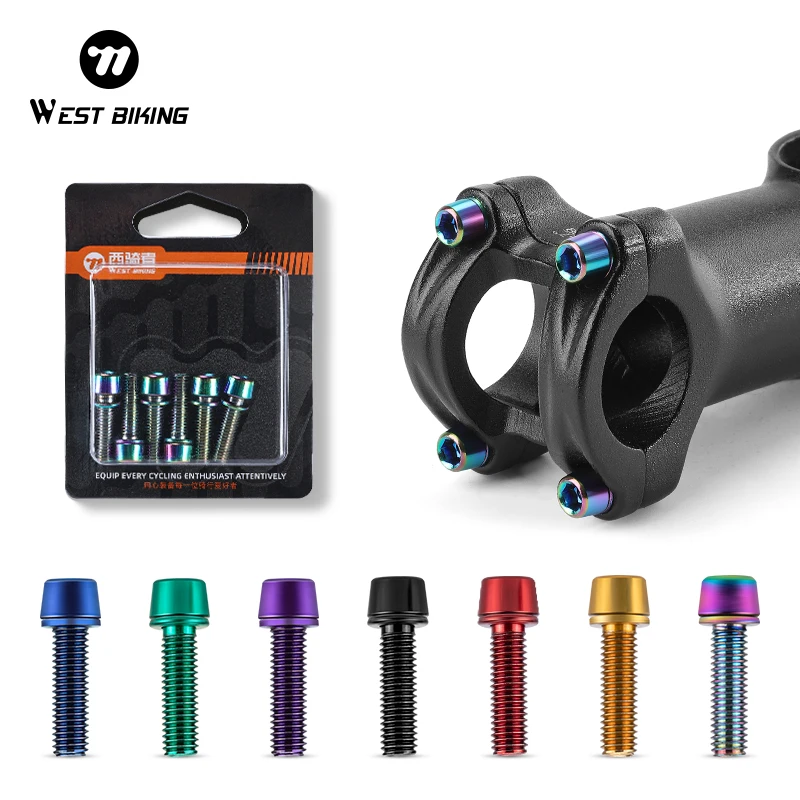 WEST BIKING 6PCS/Set Bicycle Stem Screws M5x18mm Alloy Steel Handlebar ...