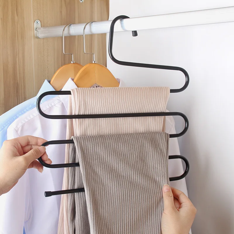 HARKO-5Layers-Stainless-Steel-Clothes-Hangers-S-Shape-Pants-Storage ...