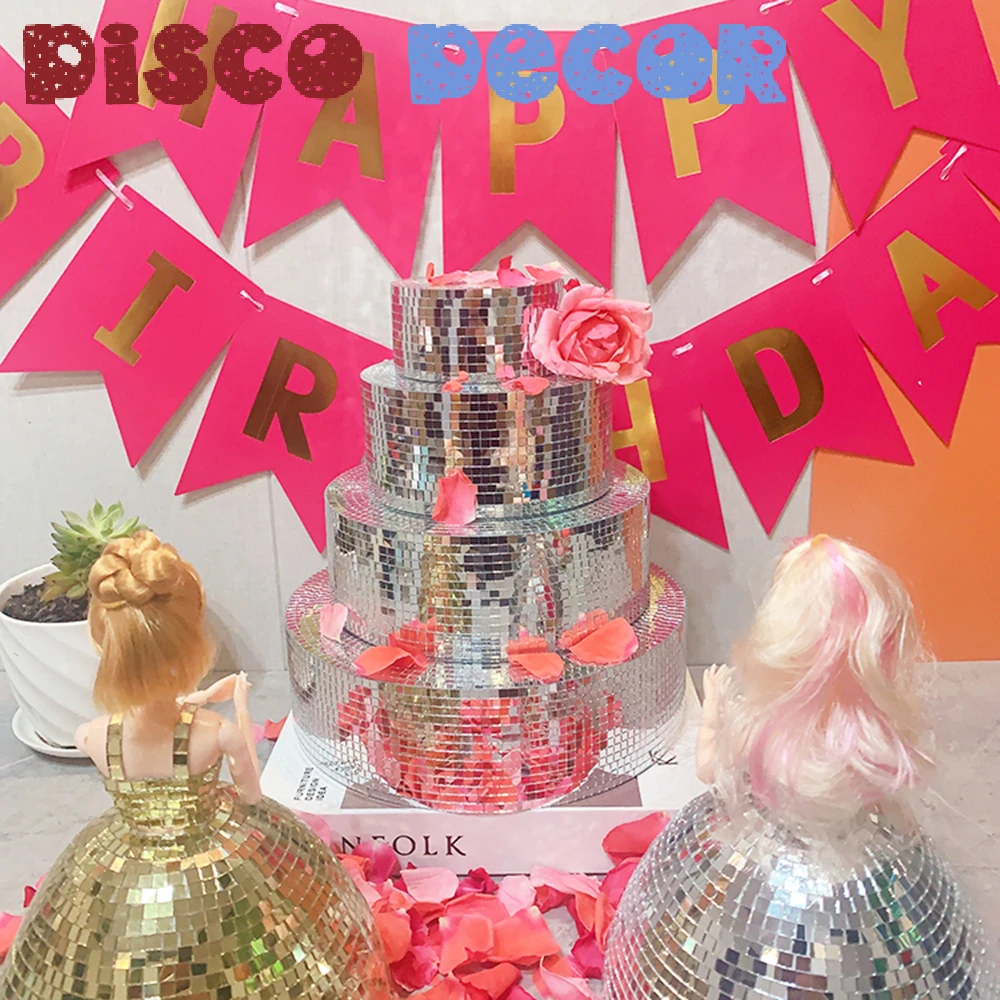 Disco-Birthday-Cake-Party-Decorations-Mirror-Ball-Retro-Reflective ...