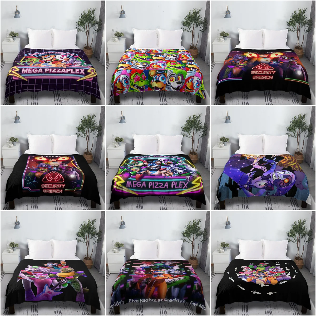Fnaf Security Breach Bed Blanket For Room Decor Cozy&Soft Plush Throws ...