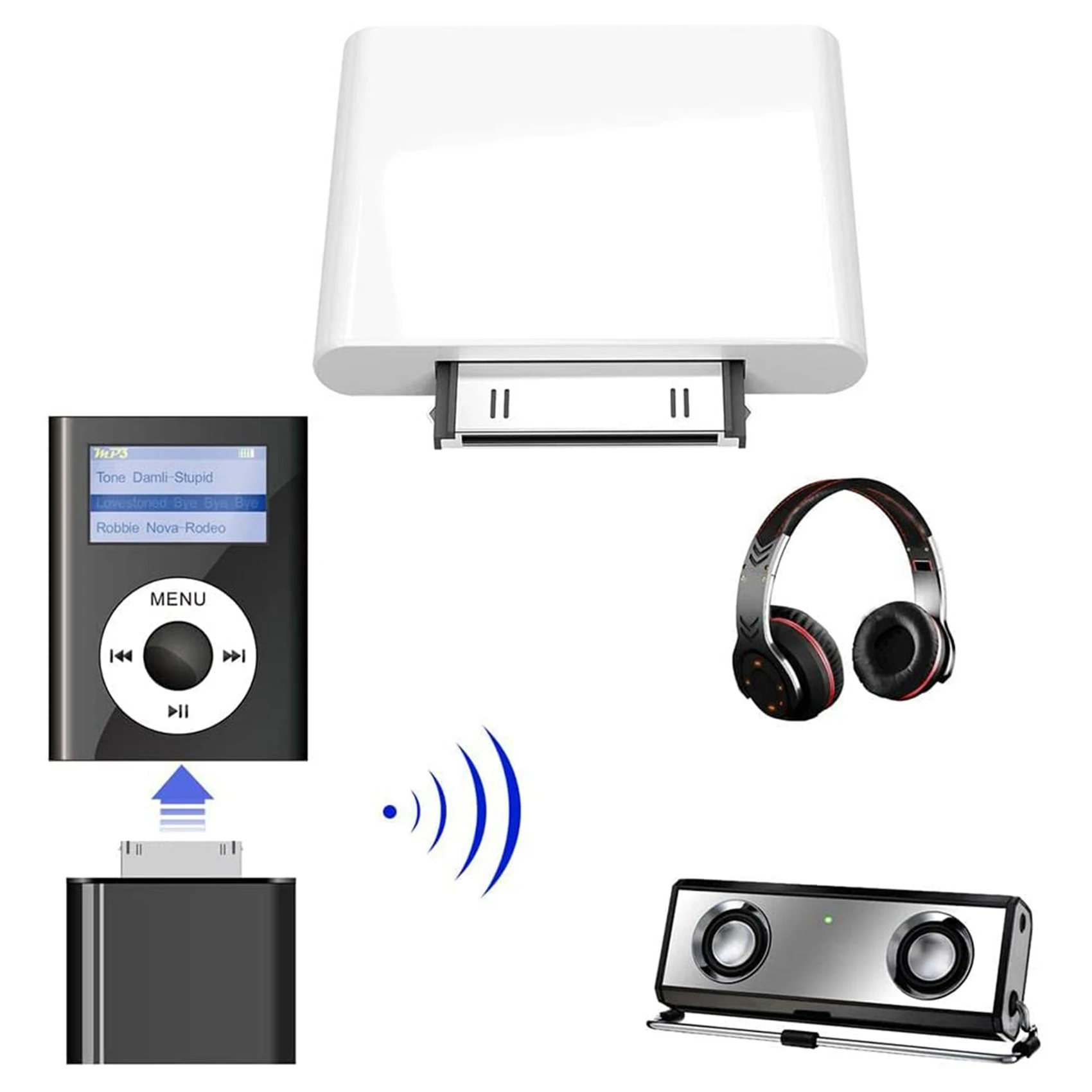 30 Pin Bluetooth 4.1 Audio Transmitter for IPod Mini IPod Classic IPod ...