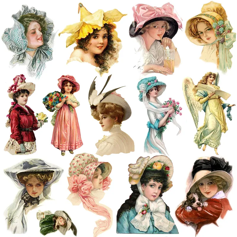19Pcs-Pack-Vintage-Ladies-Sticker-DIY-Craft-Scrapbooking-Album-Junk ...
