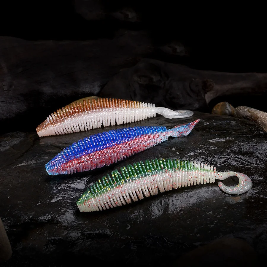 Fishing Soft Lure Bait TPE Sickle Tail Grub 10cm 5g Microgroove Worm ...