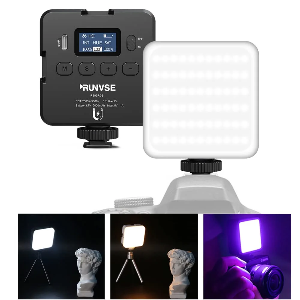 360-Full-Color-On-Camera-RGB-Light-Video-Light-with-ColdShoe-2500K ...