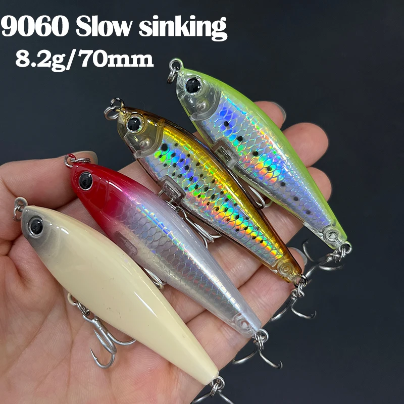 70mm 8.2g Slow Sinking Pencil Bait 3D Inshore Twitchbait Saltwater Bass ...