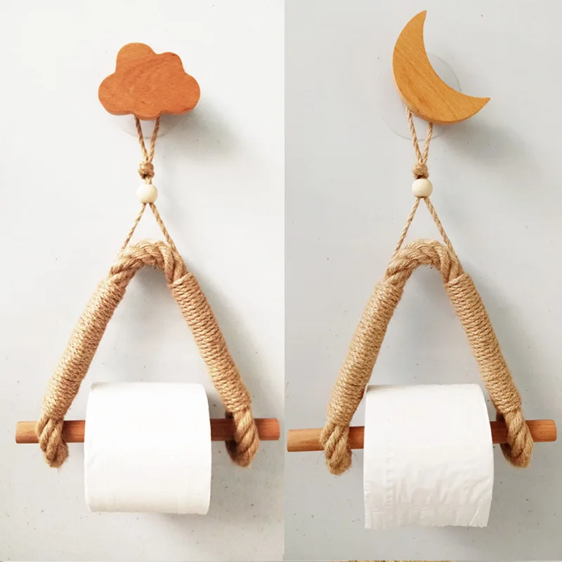 Wooden-Hemp-Rope-Tissue-Rack-Paper-Towel-Holder-Toilet-Roll-Paper-Shelf ...