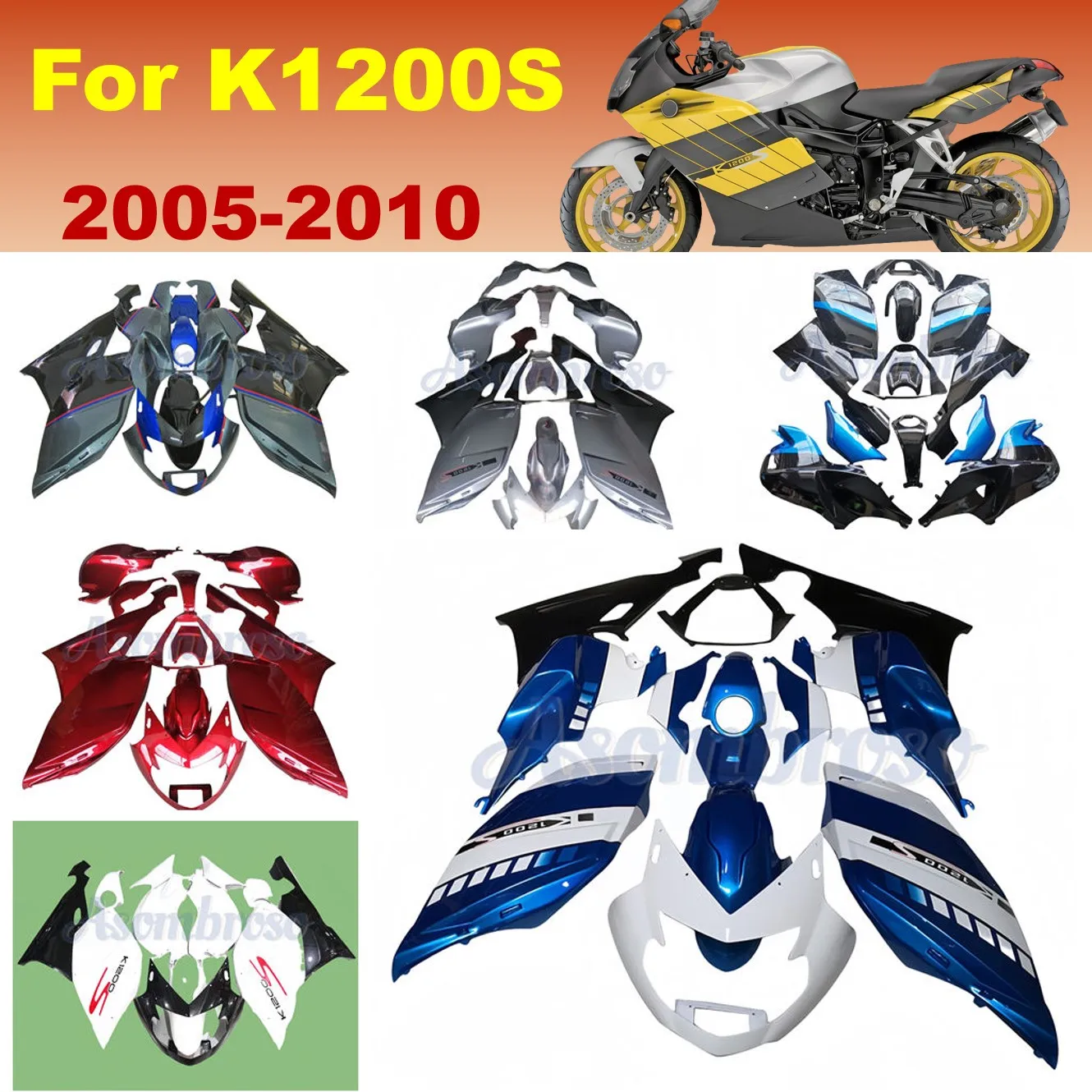 Free Custom Motocycle fairing kit for K1200S 2005 2006 2007 2008 2009 ...
