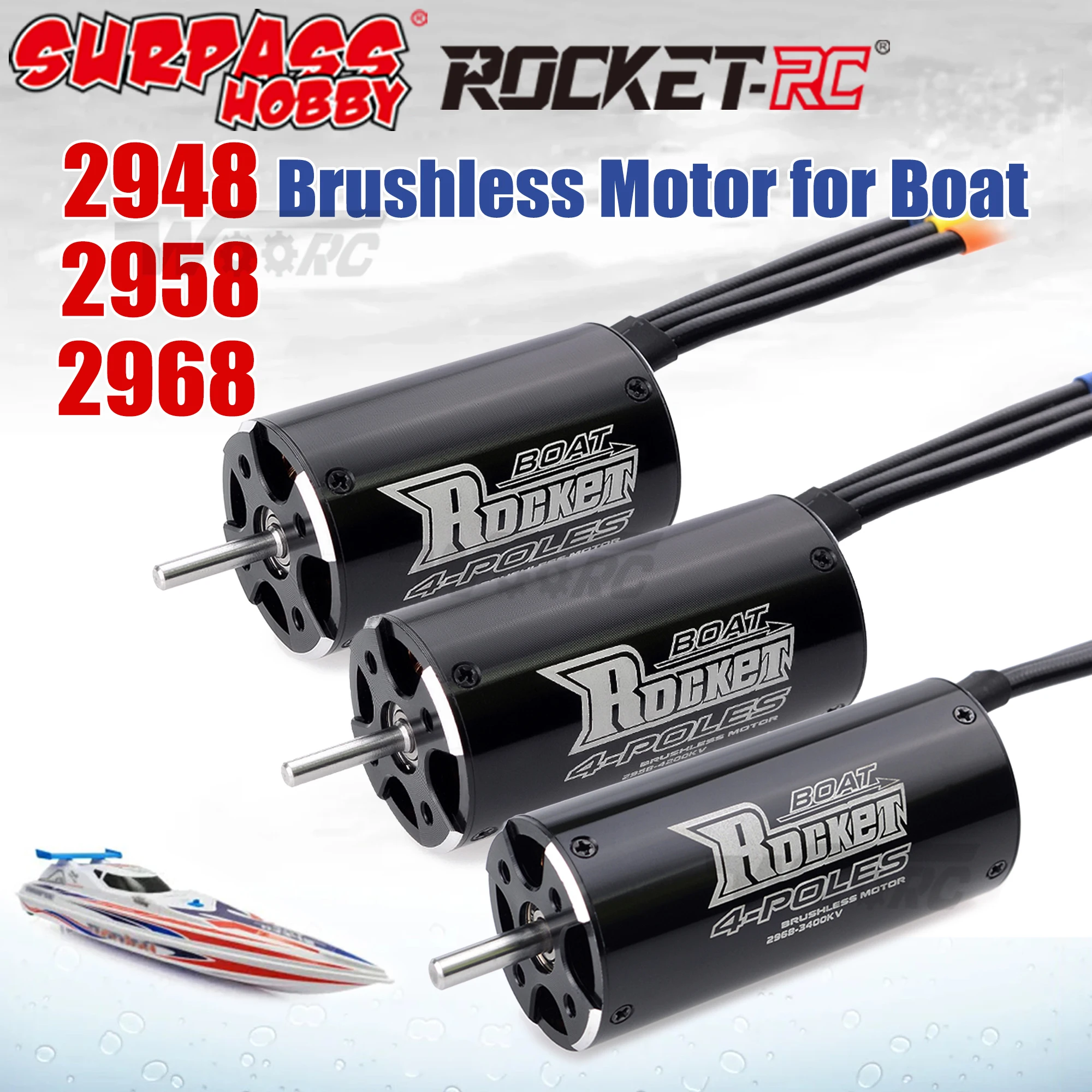 Surpass Hobby Rocket RC 2948 2958 2968 Brushless Motor for RC Boat 600 ...