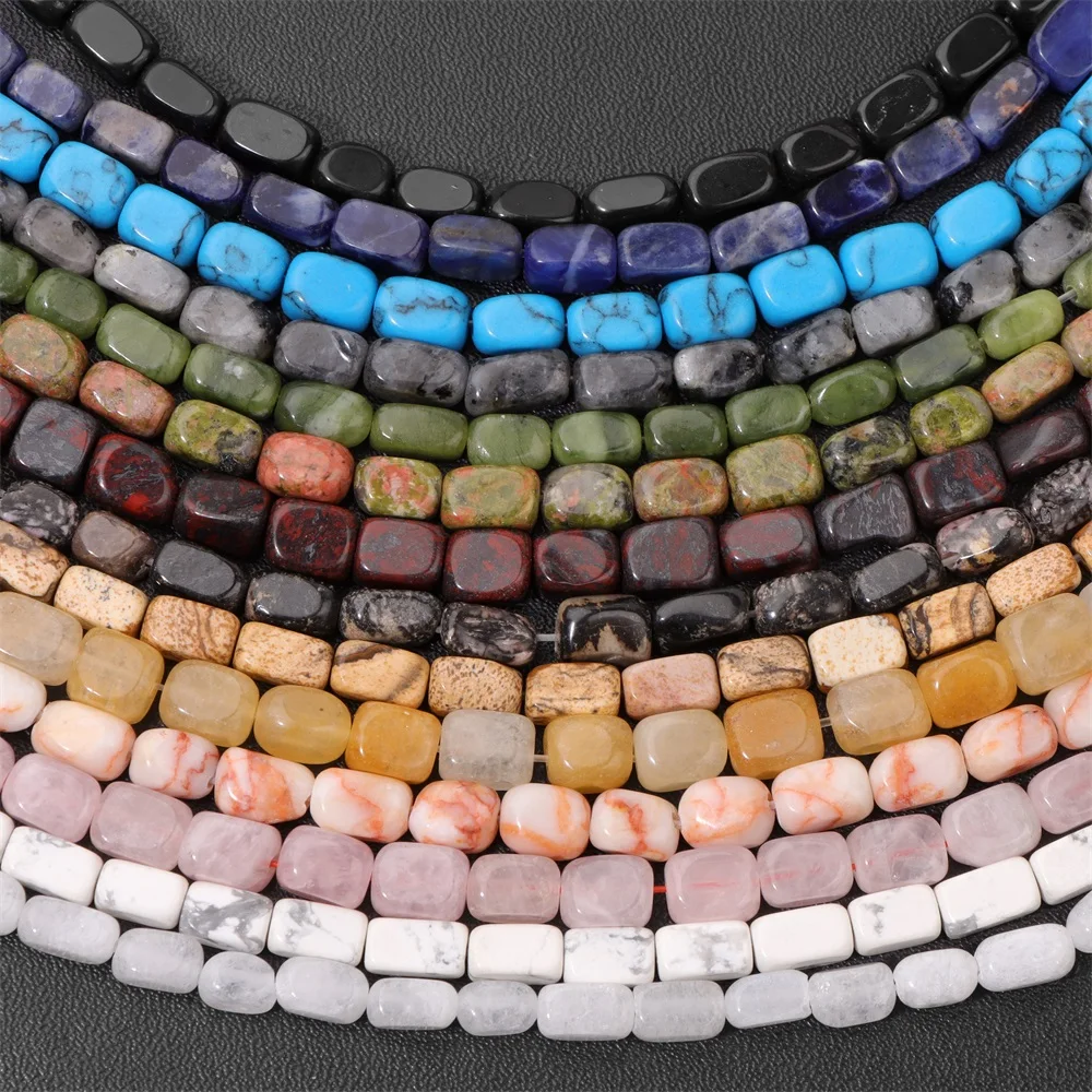 Cuboid-Natural-Stone-Beads-Gems-Crystal-Rectangle-Shape-Howlite-Jades ...