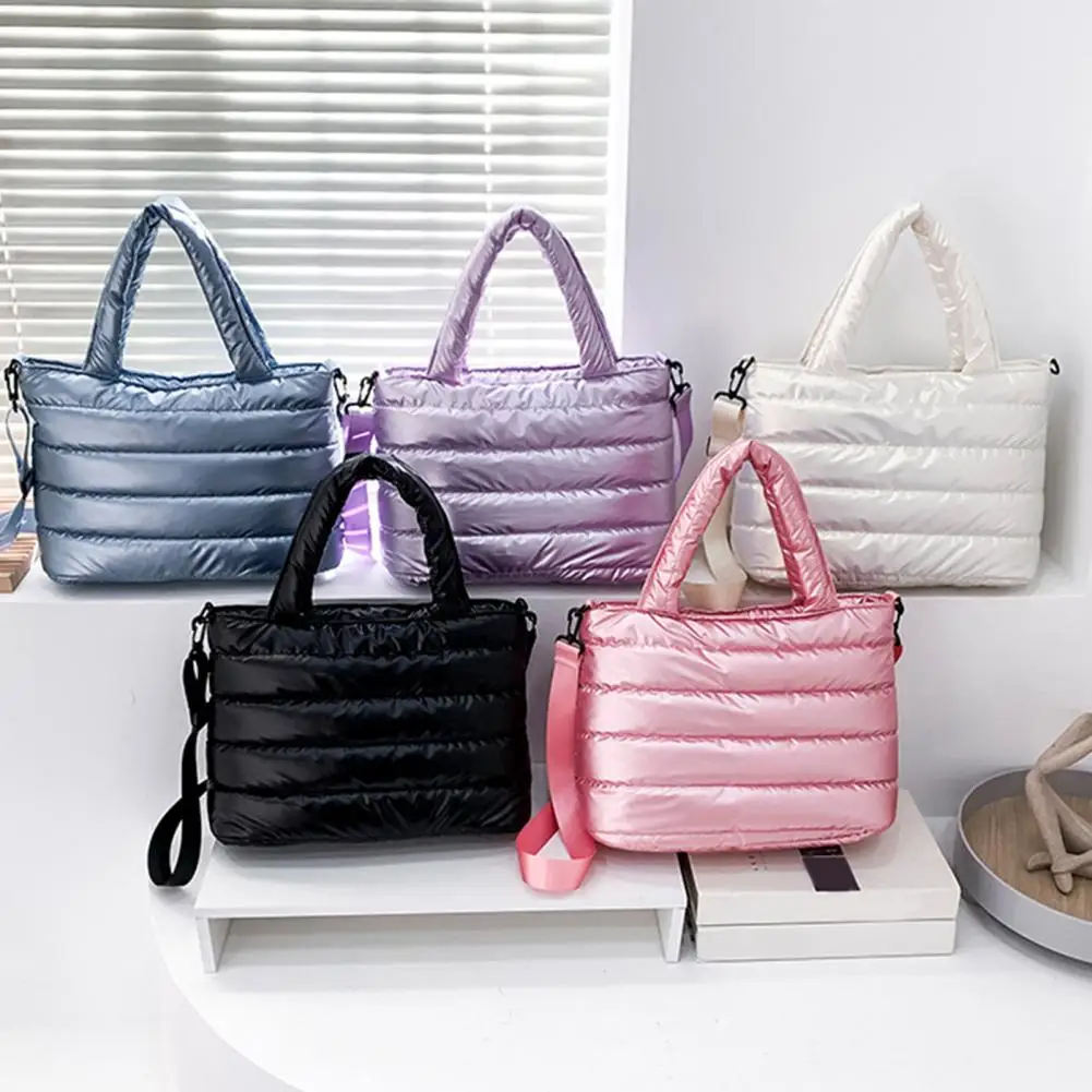 Women-Quilted-Tote-Bag-Large-Capacity-Smooth-Zipper-Adjustable-Straps ...