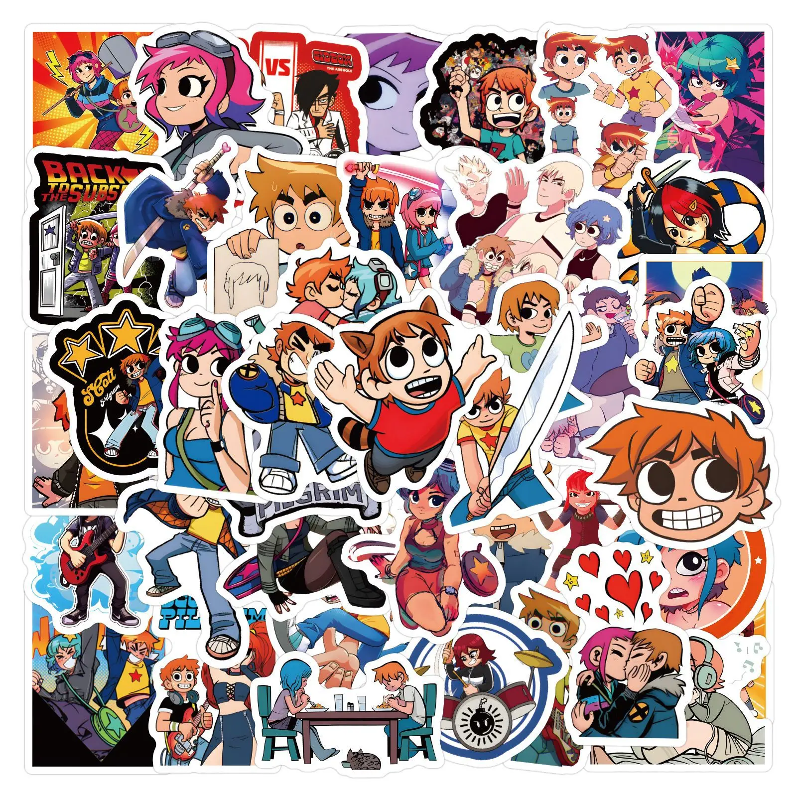 10-30-55PCS-Cartoon-Scott-Pilgrim-Sticker-DIY-Phone-Laptop-Luggage ...