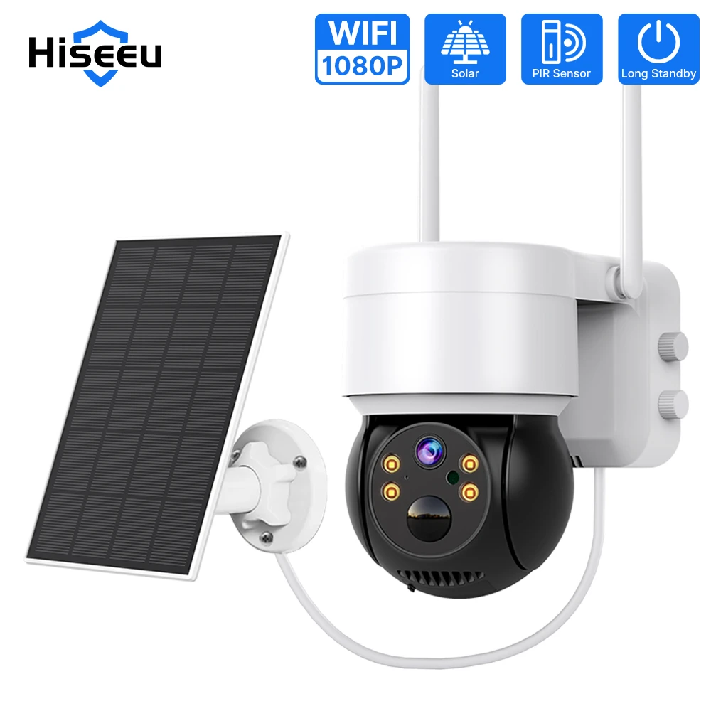 Hiseeu Wifi Camera With Solar Panels Outdoor 5X Zoom 1080P PTZ IP ...