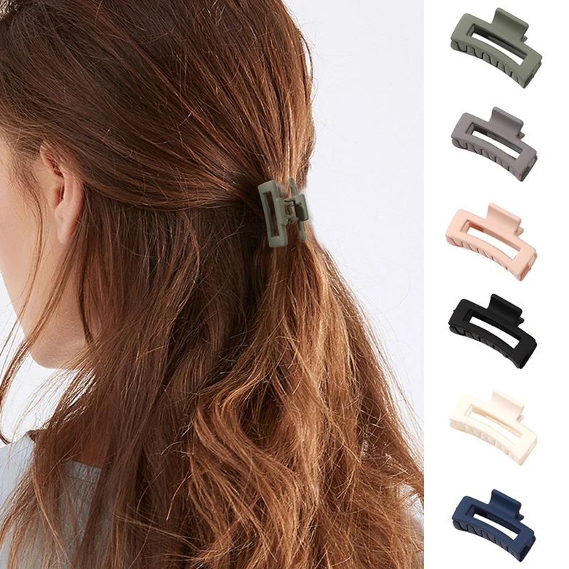 Hollow-Square-Frosted-Small-Hair-Claw-Matted-Bangs-Clip-Hair-Clip ...