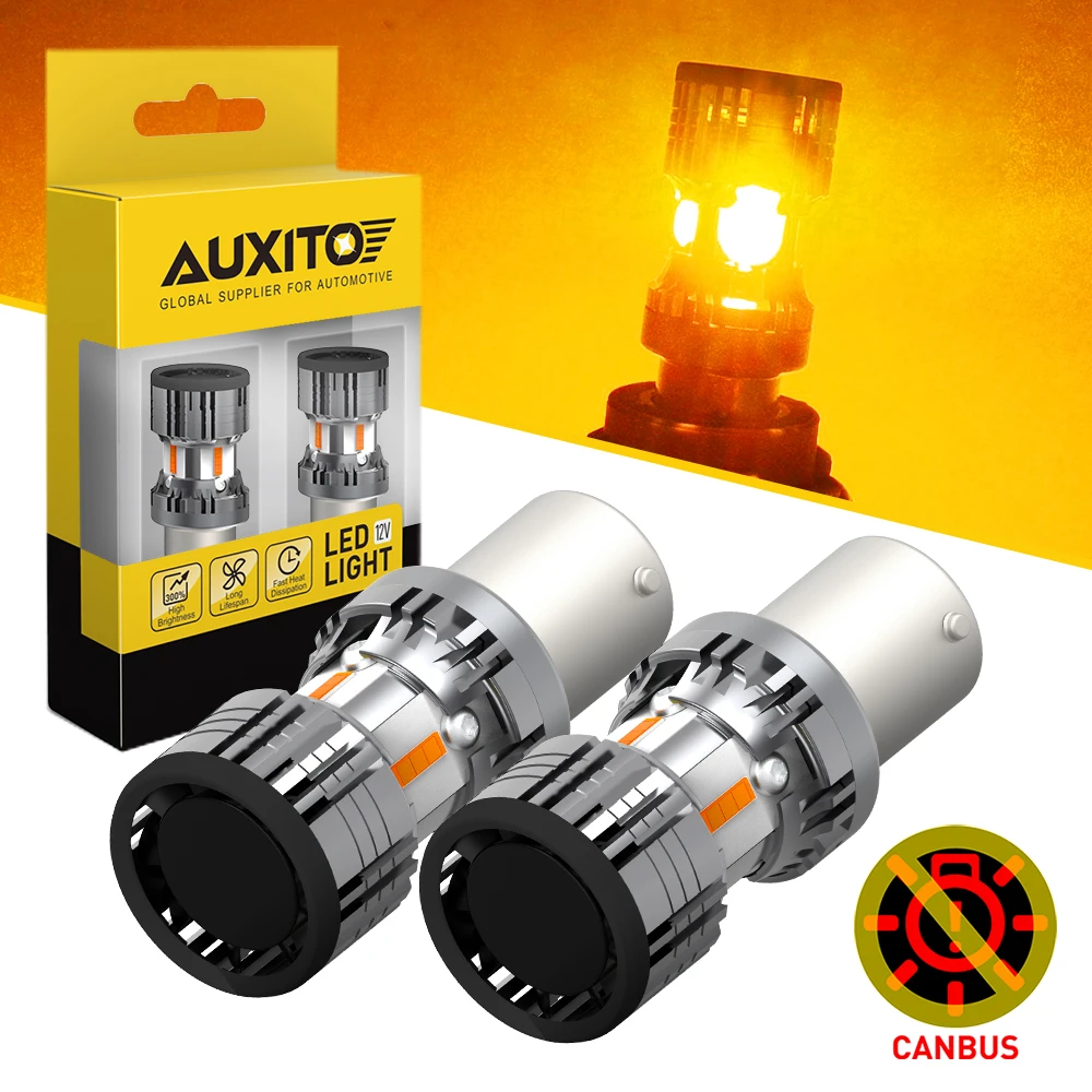 Auxito 2pcs Bau15s Led Canbus Amber 1156 Py21w Ba15s P21w Led Bulb Error Free No Hyperflash Car ...