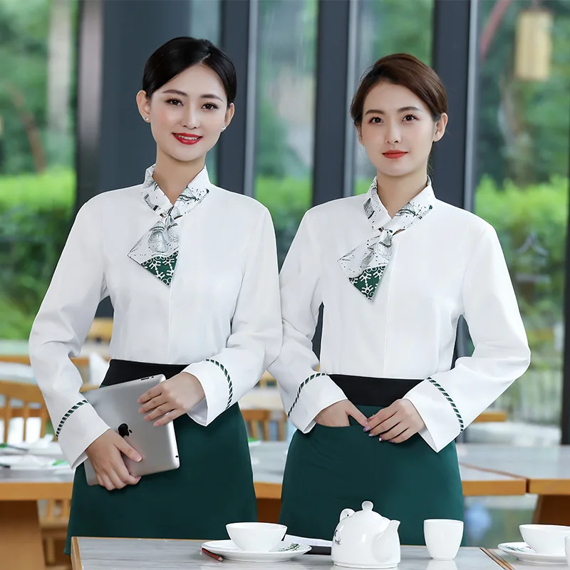 Waiter Workwear Shirt Restaurant Cafe Milk Tea Shop Fashion Slim ...