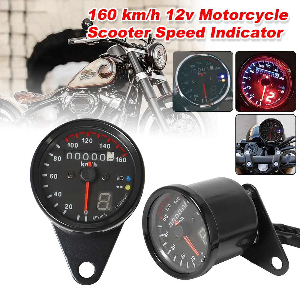 Motorcycle-LED-Dual-Odometer-KMH-Speedometer-Gauge-For-Honda-Kawasaki ...
