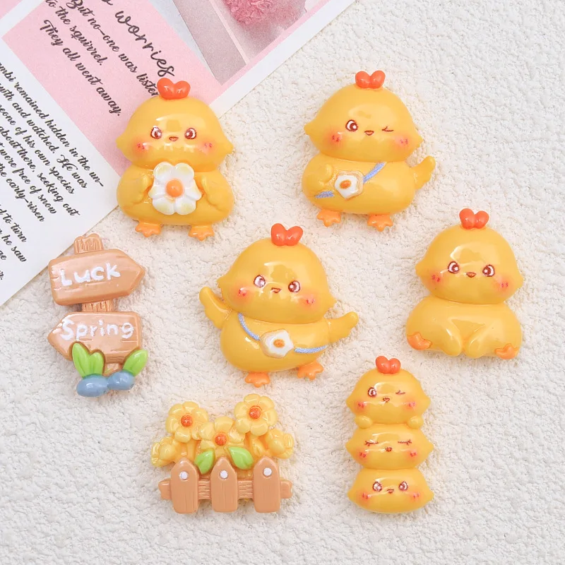 10pcs-Resin-Patch-Happy-Little-Yellow-Chicken-Cartoon-Cream-Gel ...
