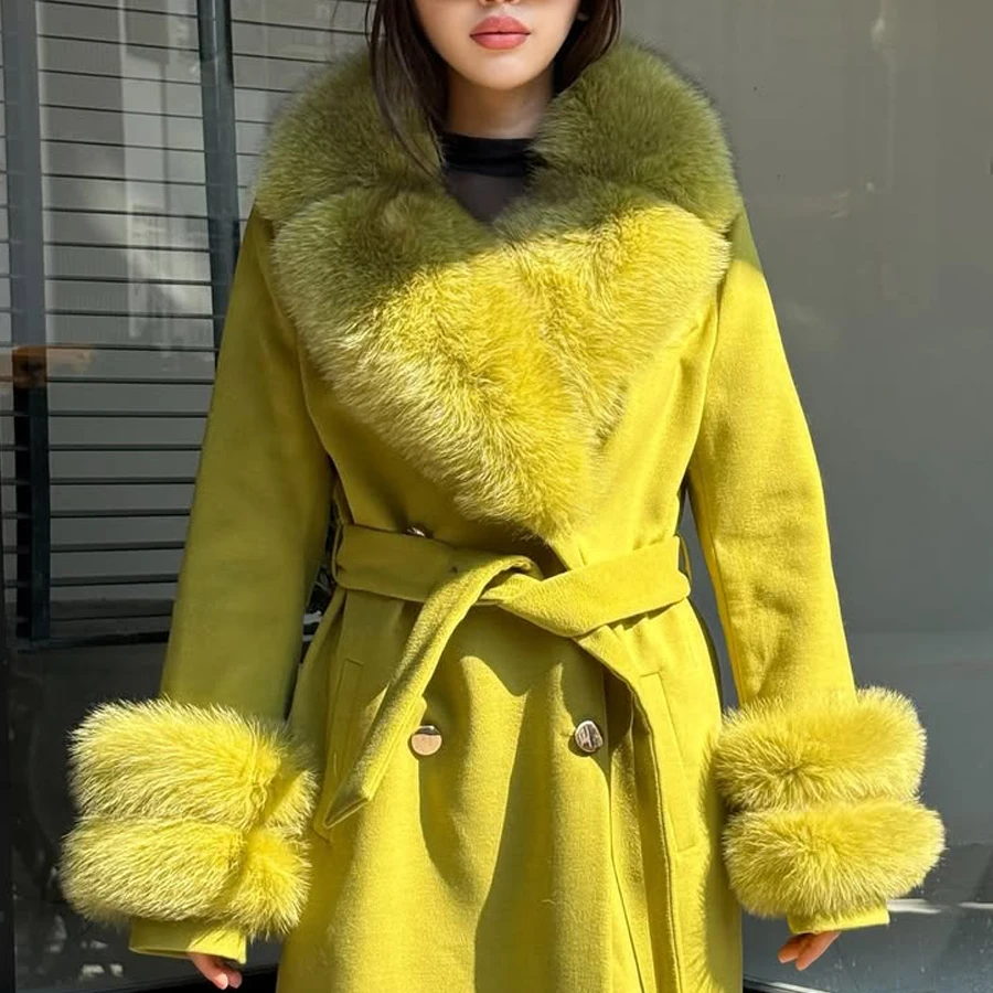 Winter Warm Fox Fur Collar For Coat Women Natural Fox Fur Sleeve Cuffs ...