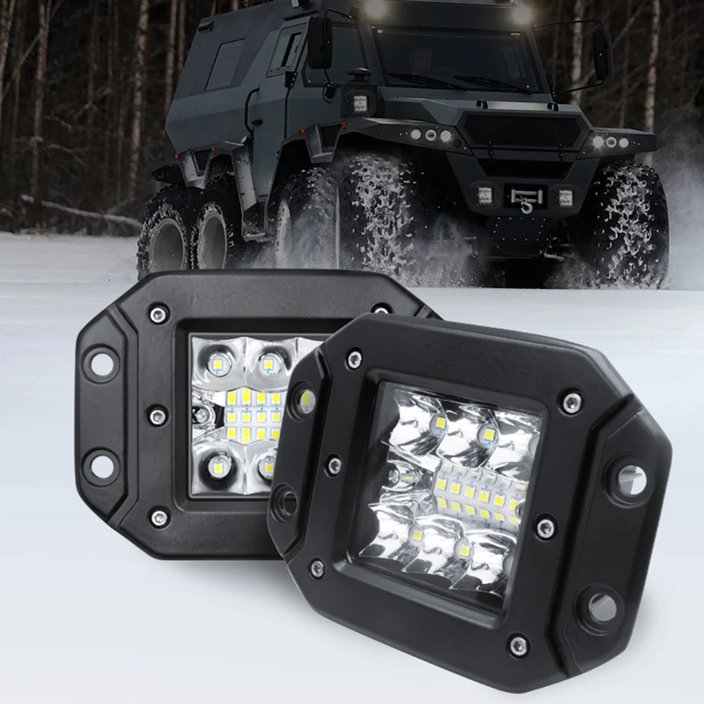 5-Flush-Mount-LED-Work-Light-Bar-OffRoad-12V-24V-Spot-Flood-LED-Light ...