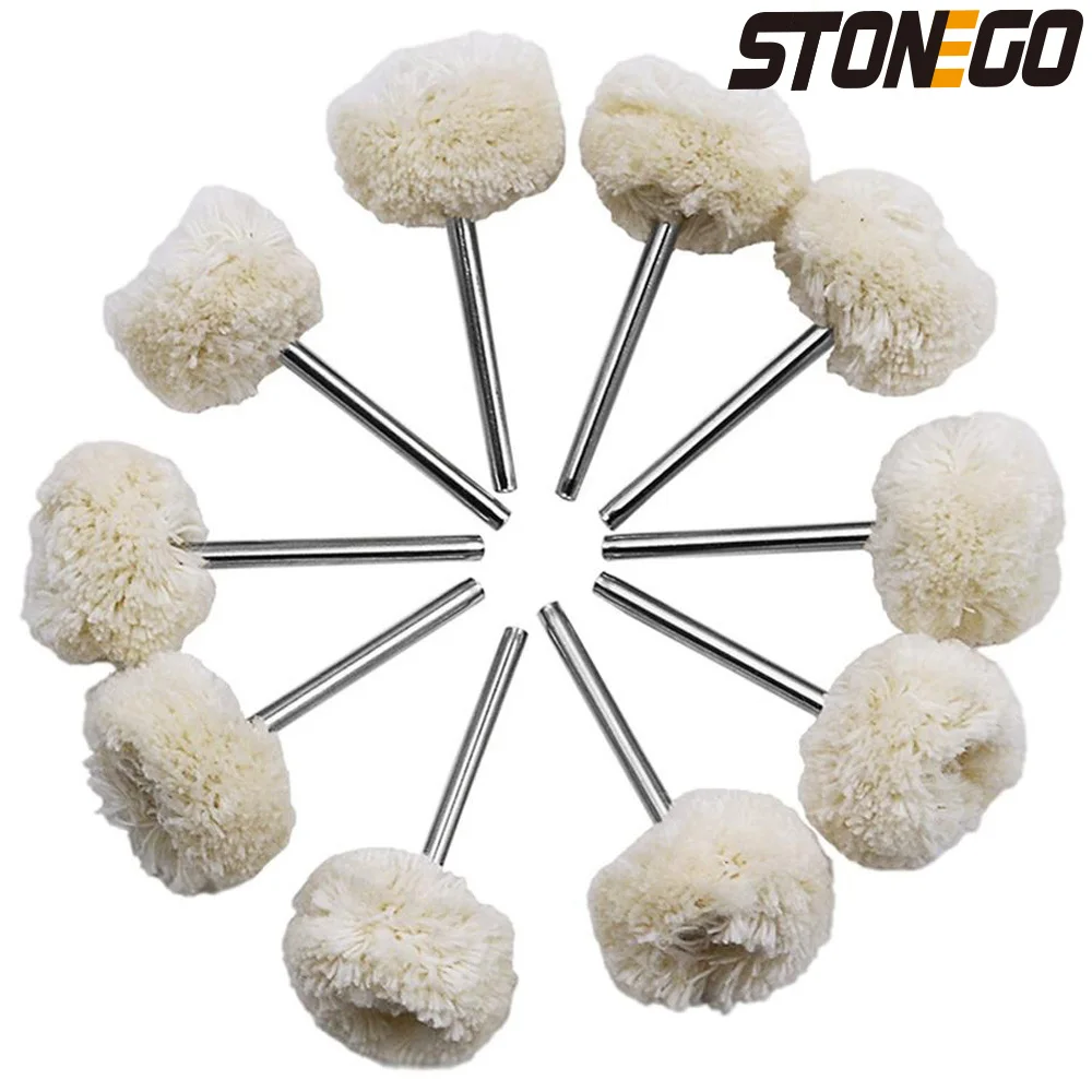 STONEGO-10PCS-Wool-Wheel-Polishing-Head-with-3mm-Shank-for-Buffing ...