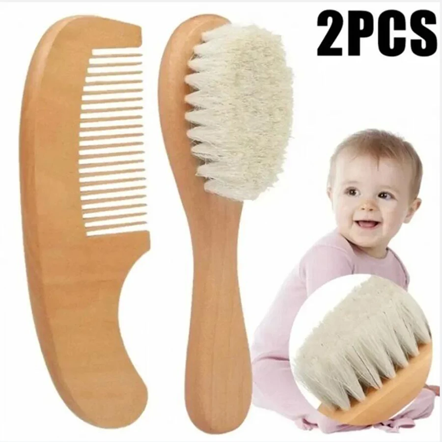 2pcs-Baby-Comb-Set-Baby-Care-Hair-Brush-Beech-Soft-Wool-Wood-Comb ...