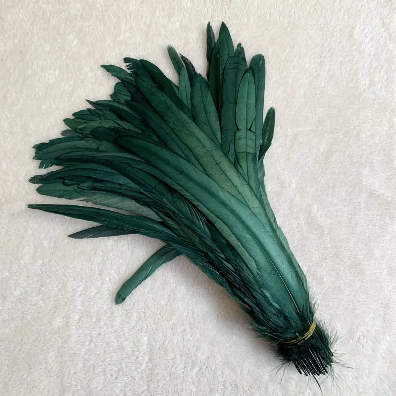 Plumas de cola de gallo, plumas de color verde negruzco, 100 piezas, 25 ...