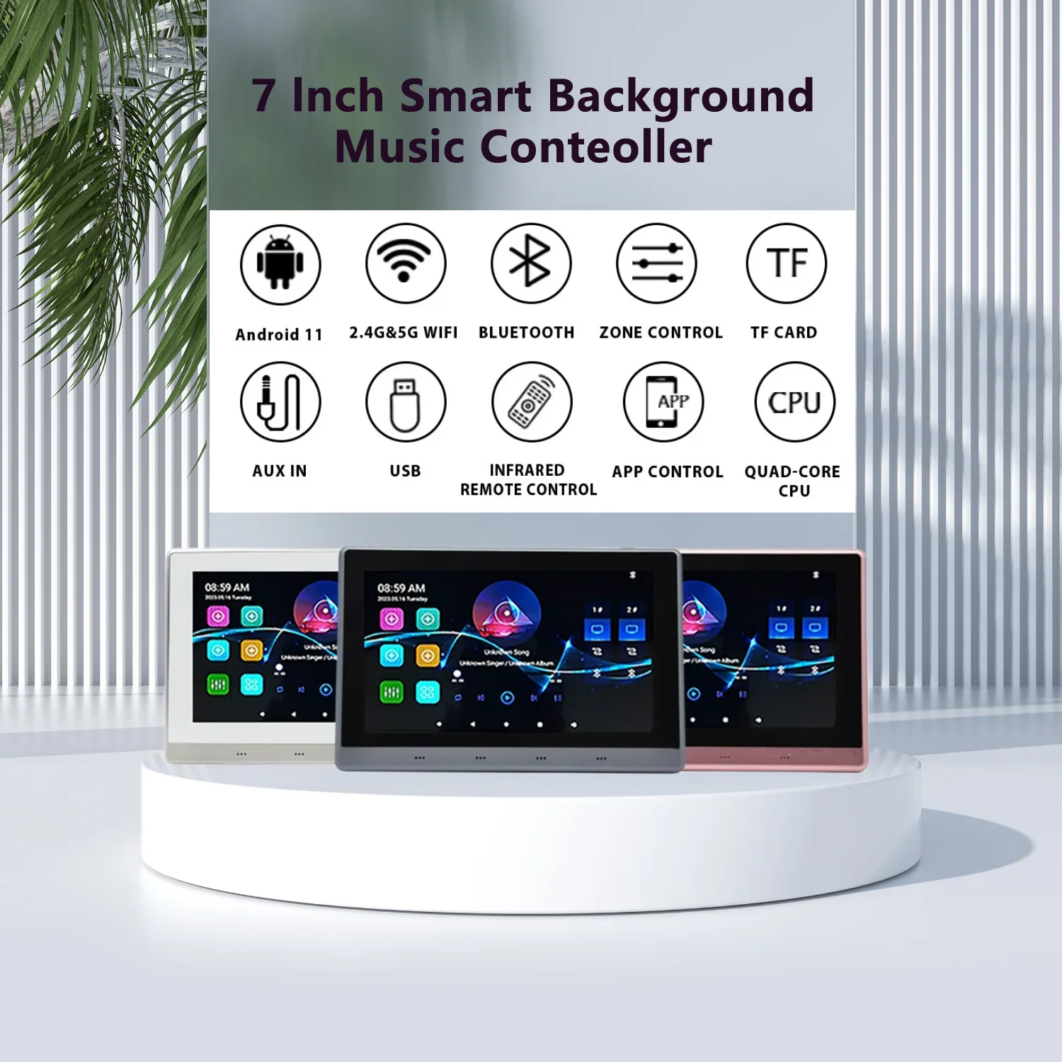 NEW-7-inch-Android-11-wall-music-amplifier-audio-System-8-x-30W-2-Zone ...