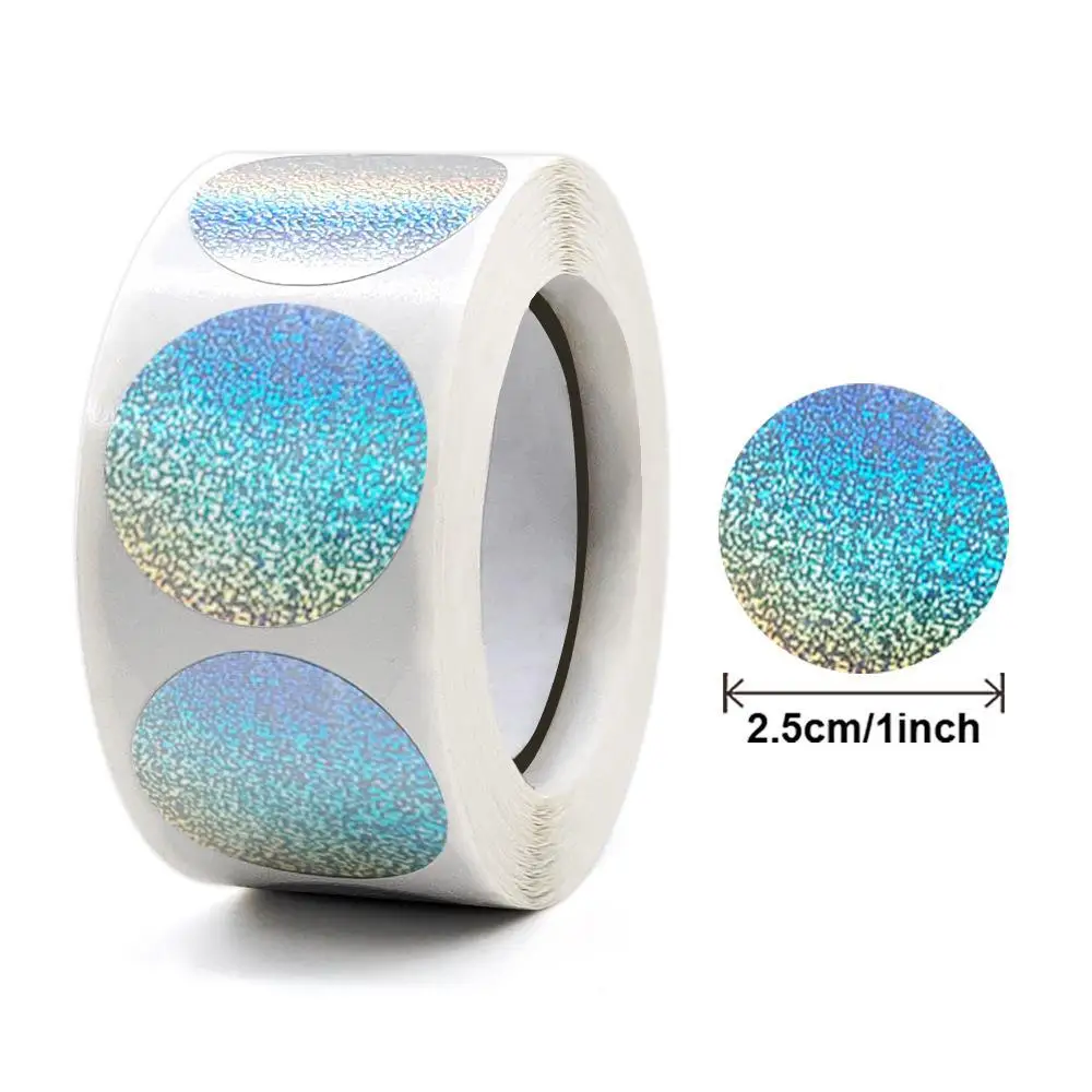 100-500pcs-Silver-Glitter-Sealing-Label-Round-Laser-Sticker-Birthday ...