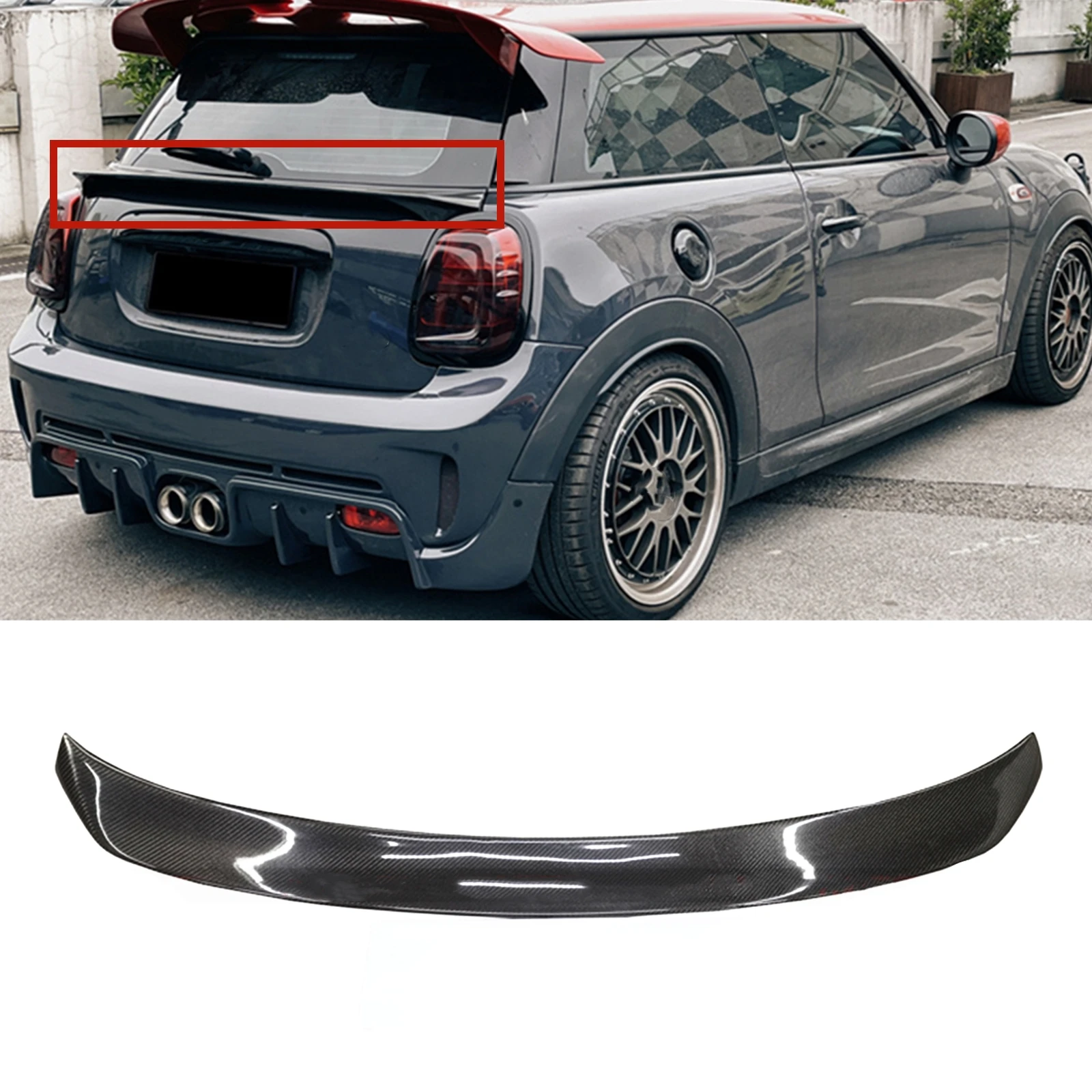 Carbon Fiber Car Rear Center Wing Tail Gate Trim Trunk Spoiler Lip ...