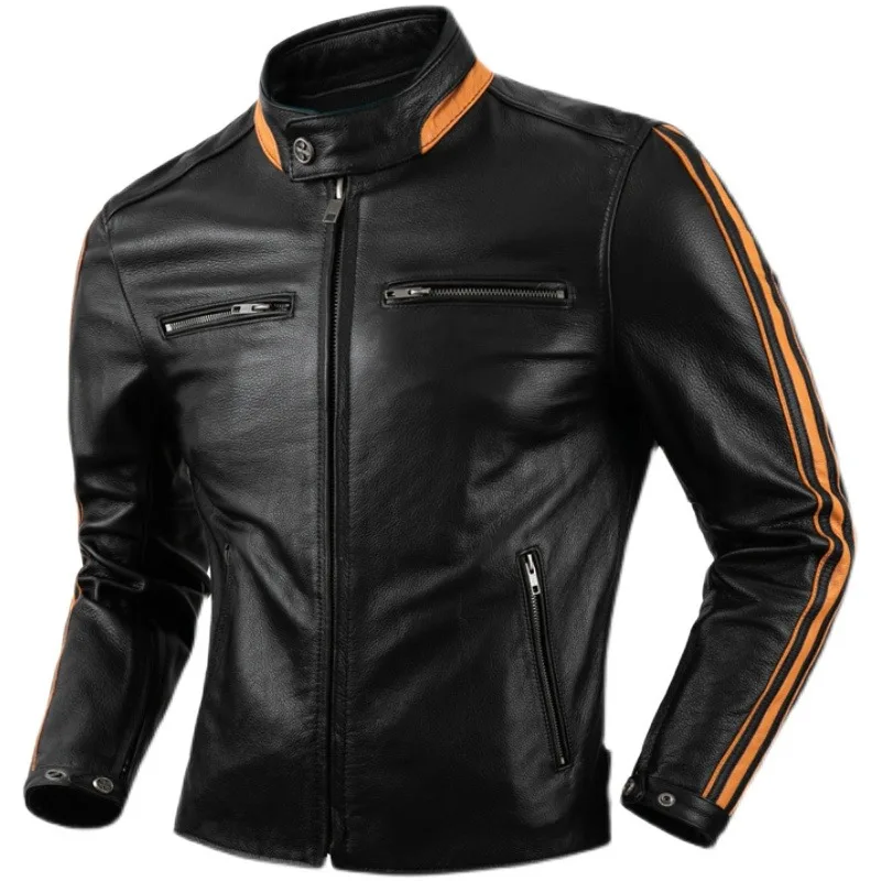 2023-New-Fashion-Motorcycle-Jacket-Genuine-Leather-Cowhide-Biker-Men ...