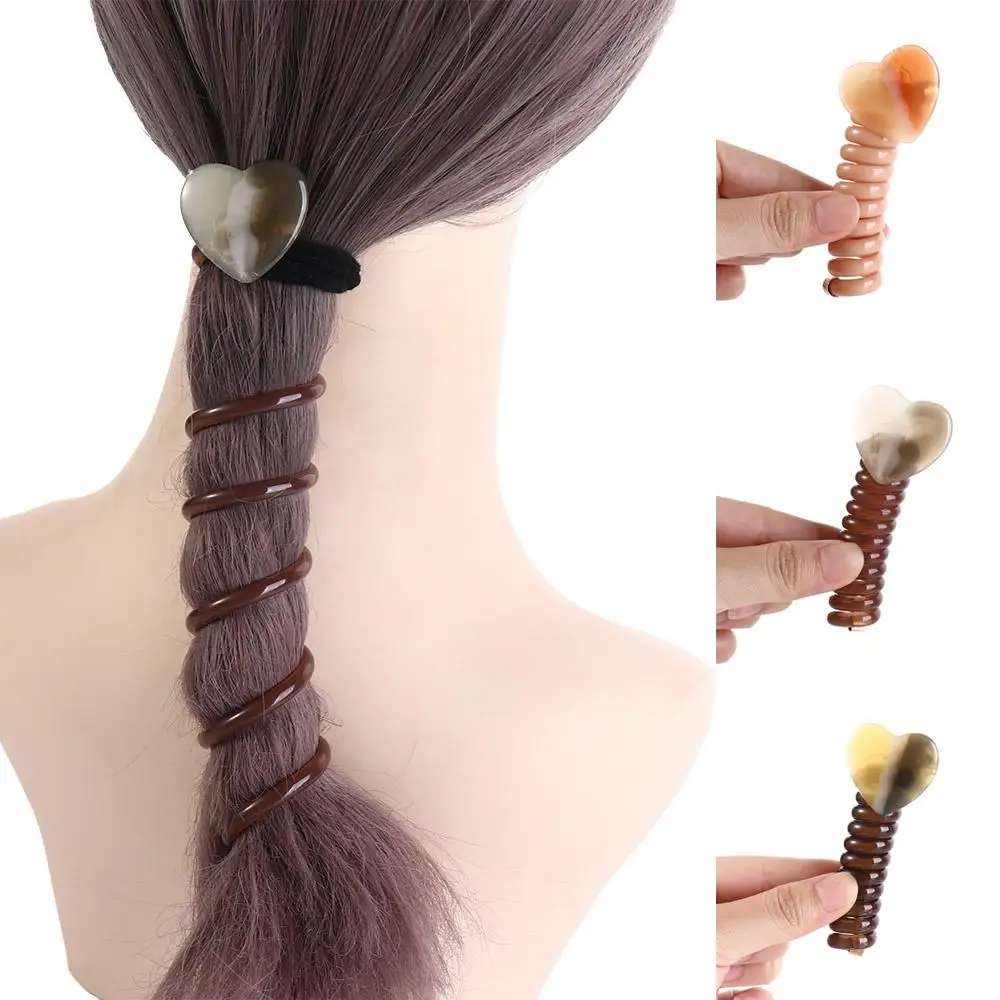 Love Heart Telephone Wire Hair Rope Elastic Korean Style Telephone Line ...