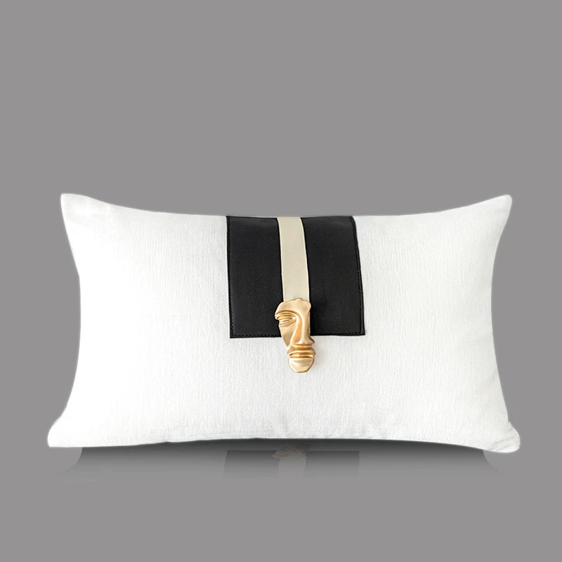Croker Horse 30x50cm Couch Lumbar Pillow Cover Modern Metal Gold Face ...
