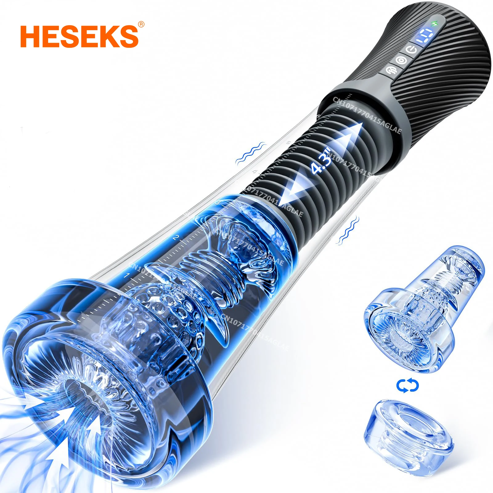 HESEKS Male Masturbator Penis Pump Enlarger Vibrating Spring Vacuum ...