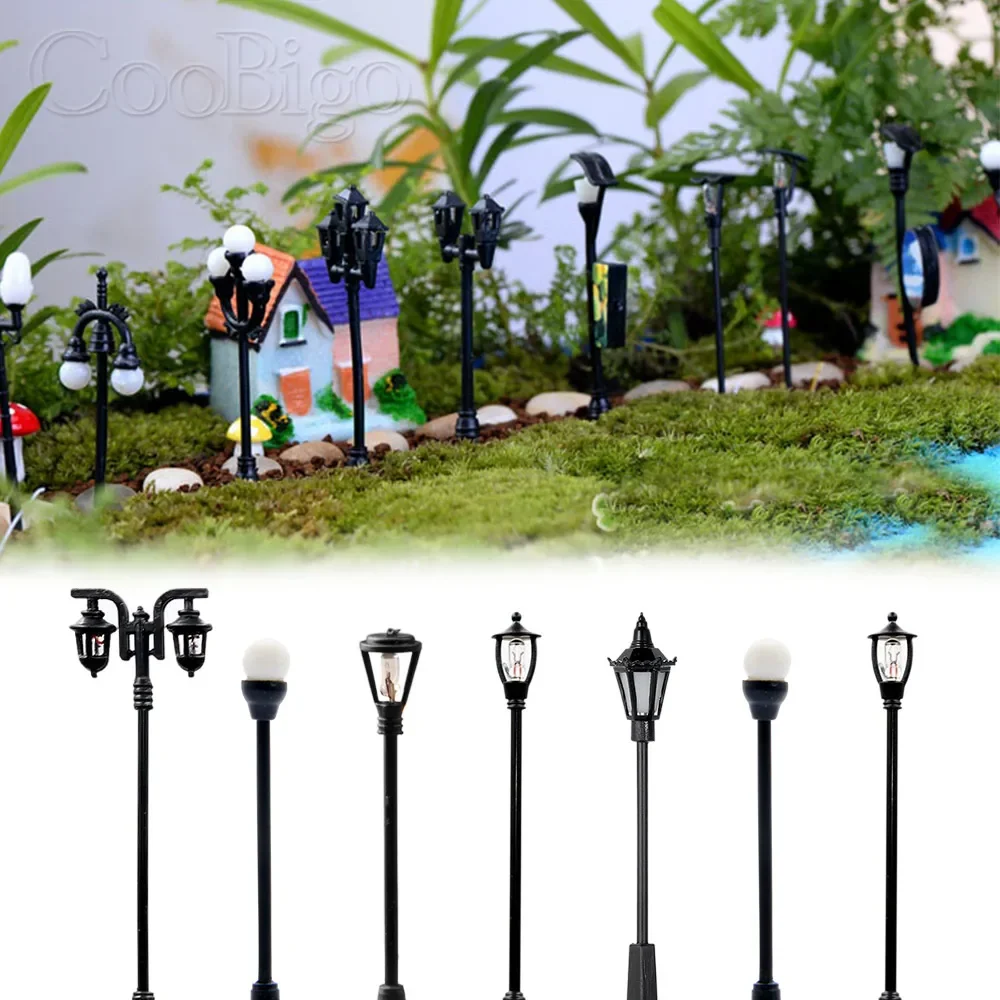 10pcs Miniature Garden Lamps Model Street Light Micro Landscape Road ...