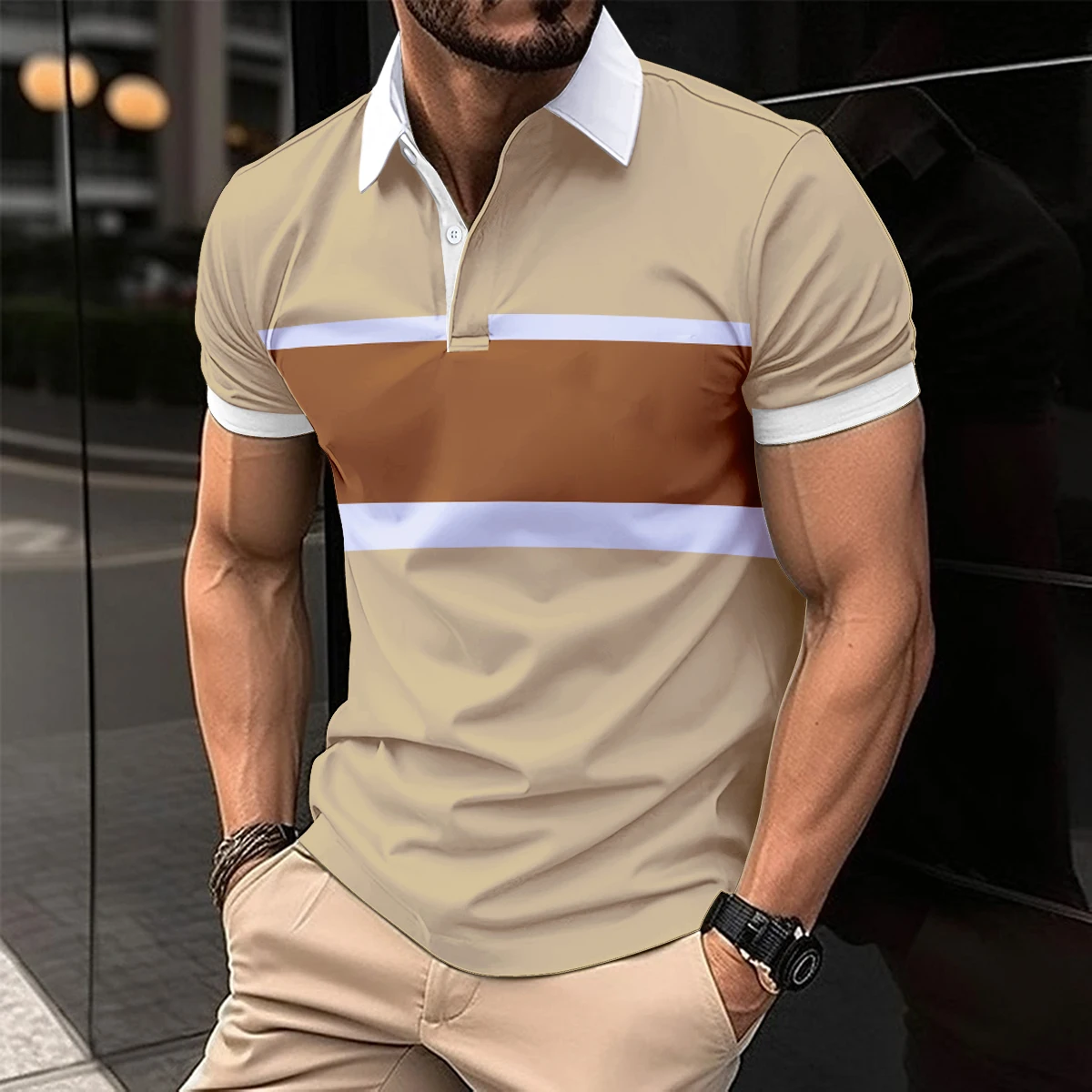 Camisa-POLO-masculina-mais-vendida-da-moda-do-ver-o-lapela-bot-o ...