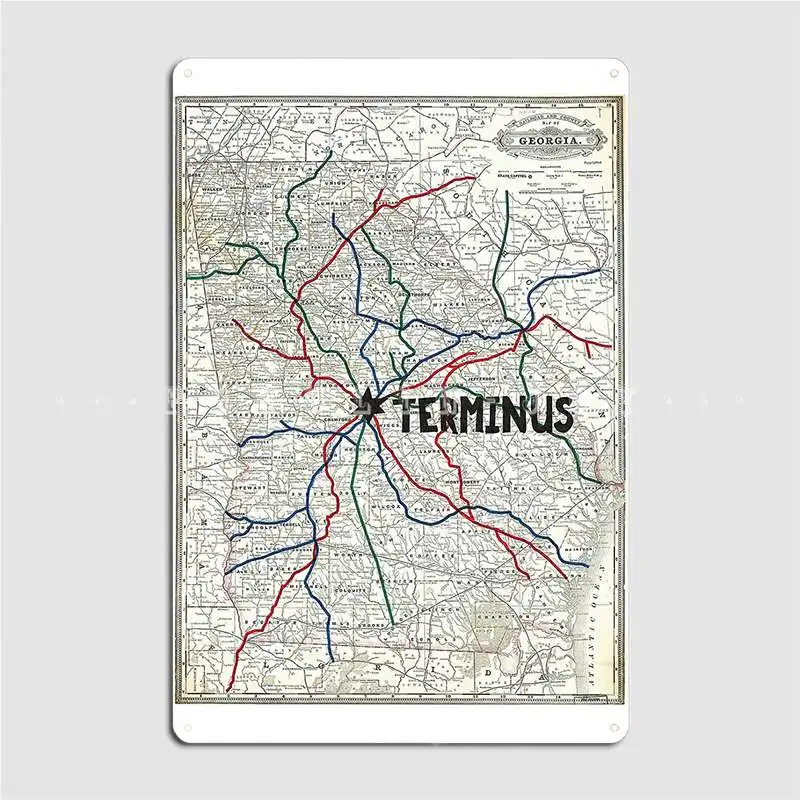 Cartel-de-mapa-de-Terminus-de-The-Walking-Dead-placa-de-Metal-para-Club ...