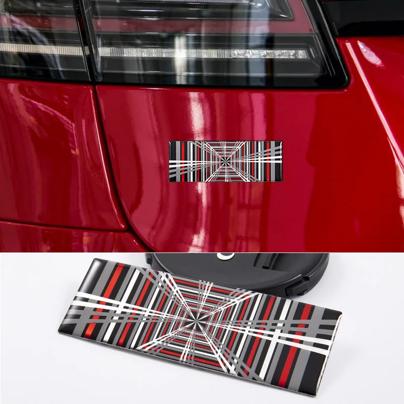 3D Car Styling PLAID Graphic Trunk Fender Body Logo Badge Emblem Decals ...