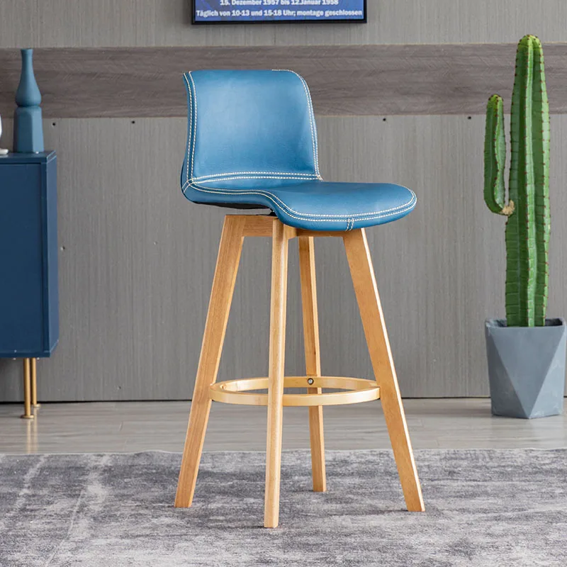 Wood-Accent-Coffe-Bar-Stools-Modern-Reception-Island-Kitchen-Counter ...