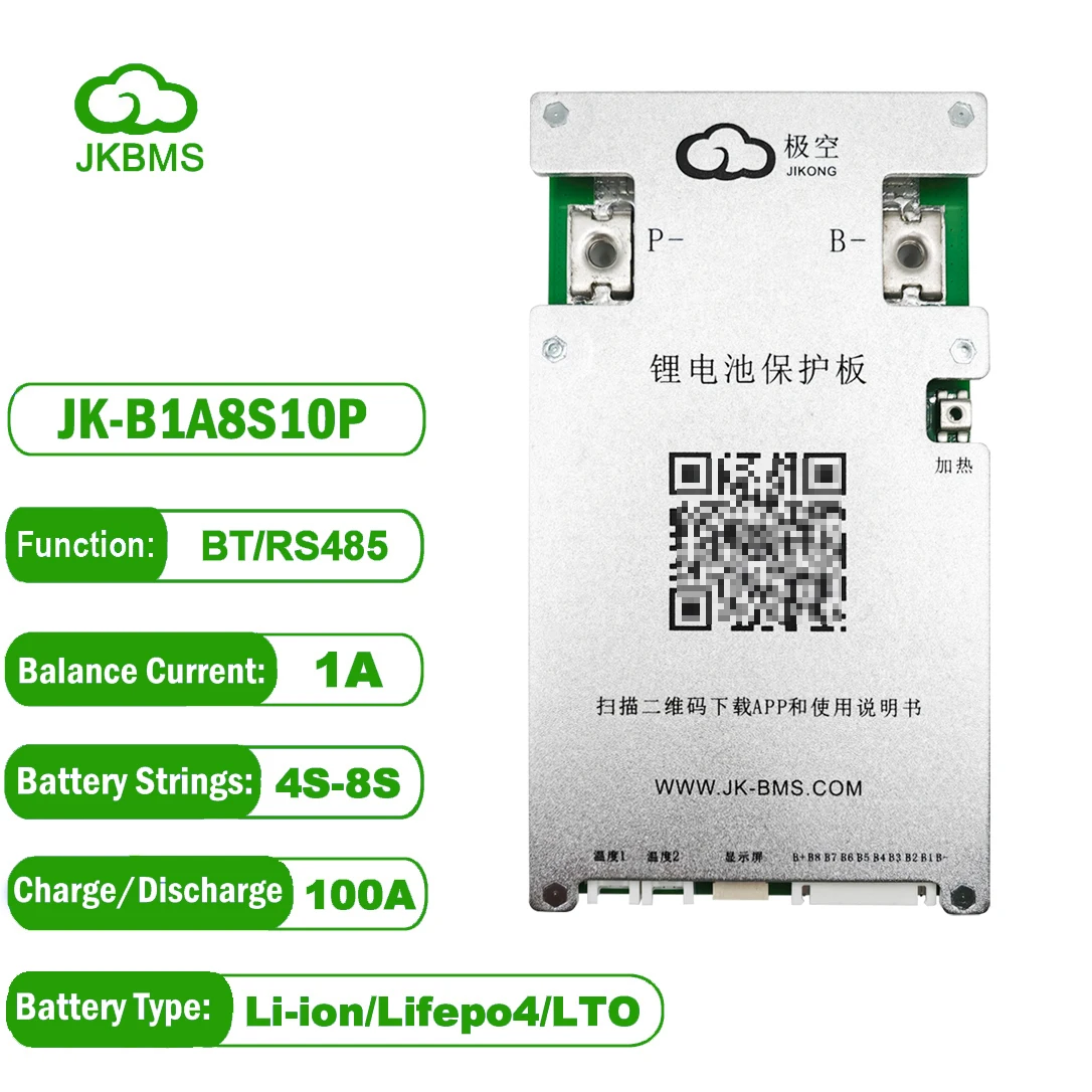 JK BMS JK-B1A8S10P JKBMS 100A 1A Active Balance 18650 Lifepo4 Battery JIKONG 4S 12V 5S 6S 7S 8S ...